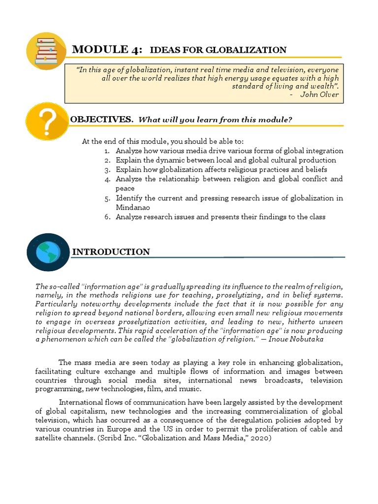 Ideas For Globalization: What Will You Learn From This Module? | PDF ...