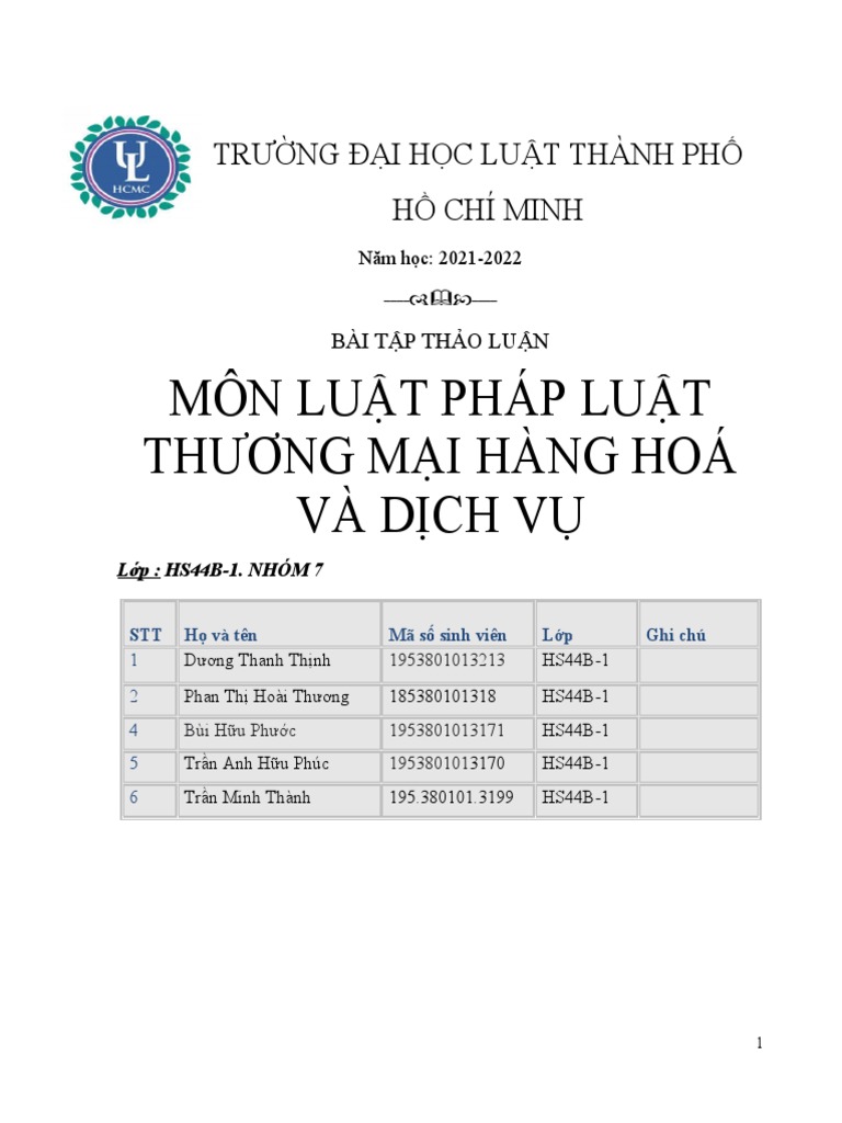 HS44B N1 TL6 Nhóm 7 | PDF