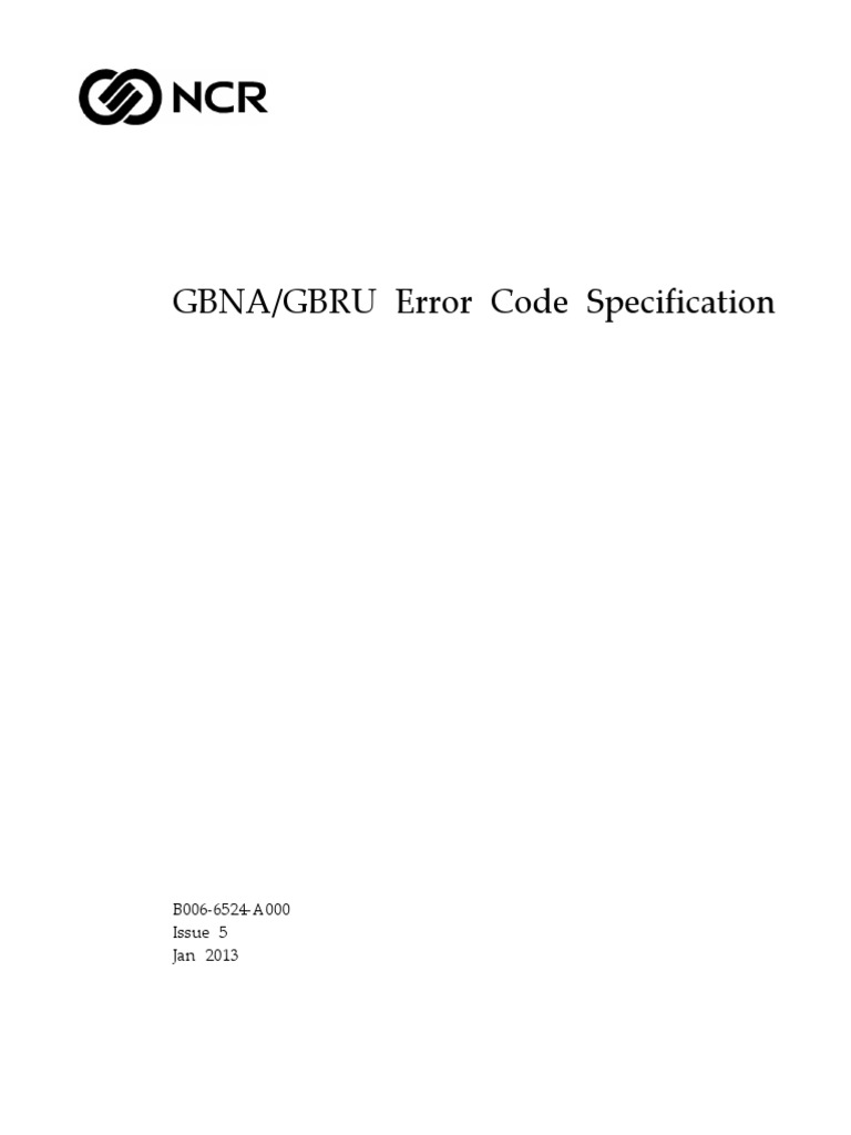 GBNA-GBRU Error Code Specification | PDF | Booting | Specification (Technical Standard)