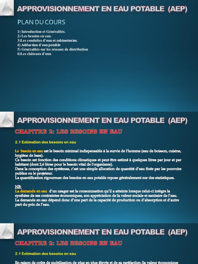 (AEP) L3 - CHAP 02 Besoin en Eau | PDF