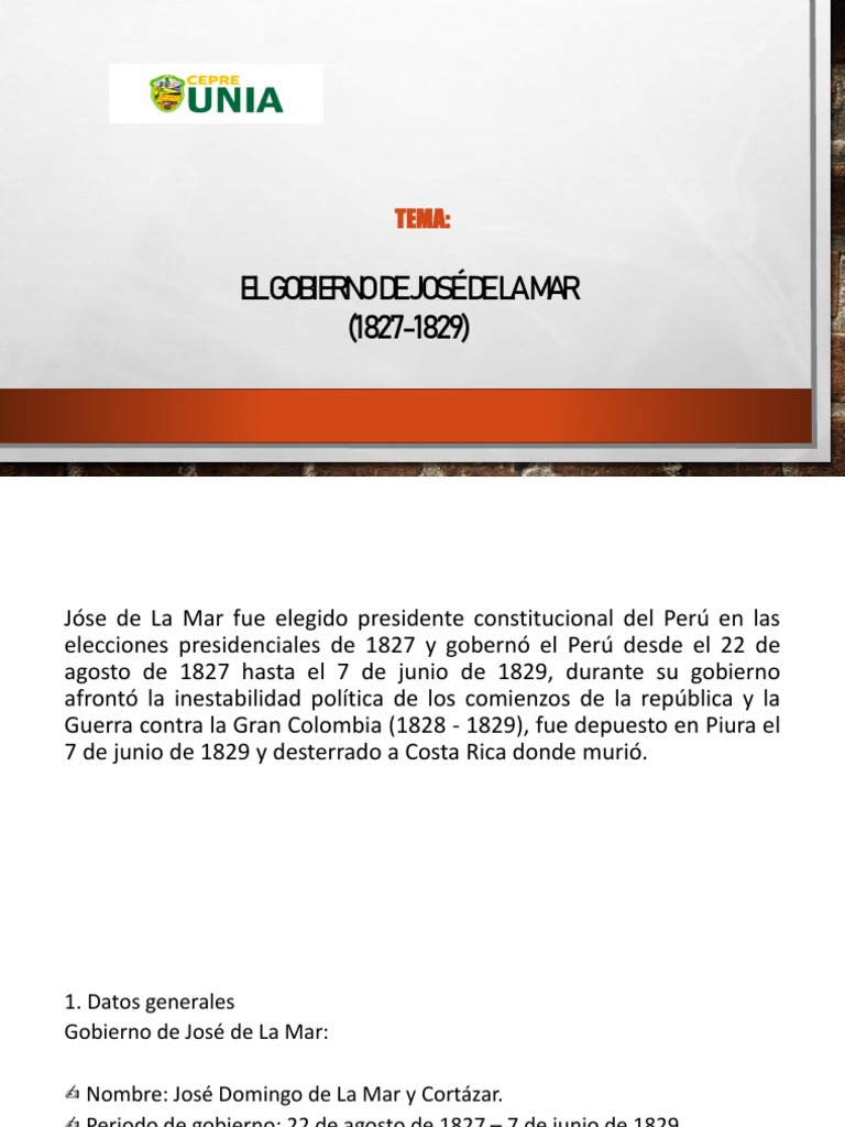 El Gobierno de José de La Mar | PDF | Perú | América del Sur
