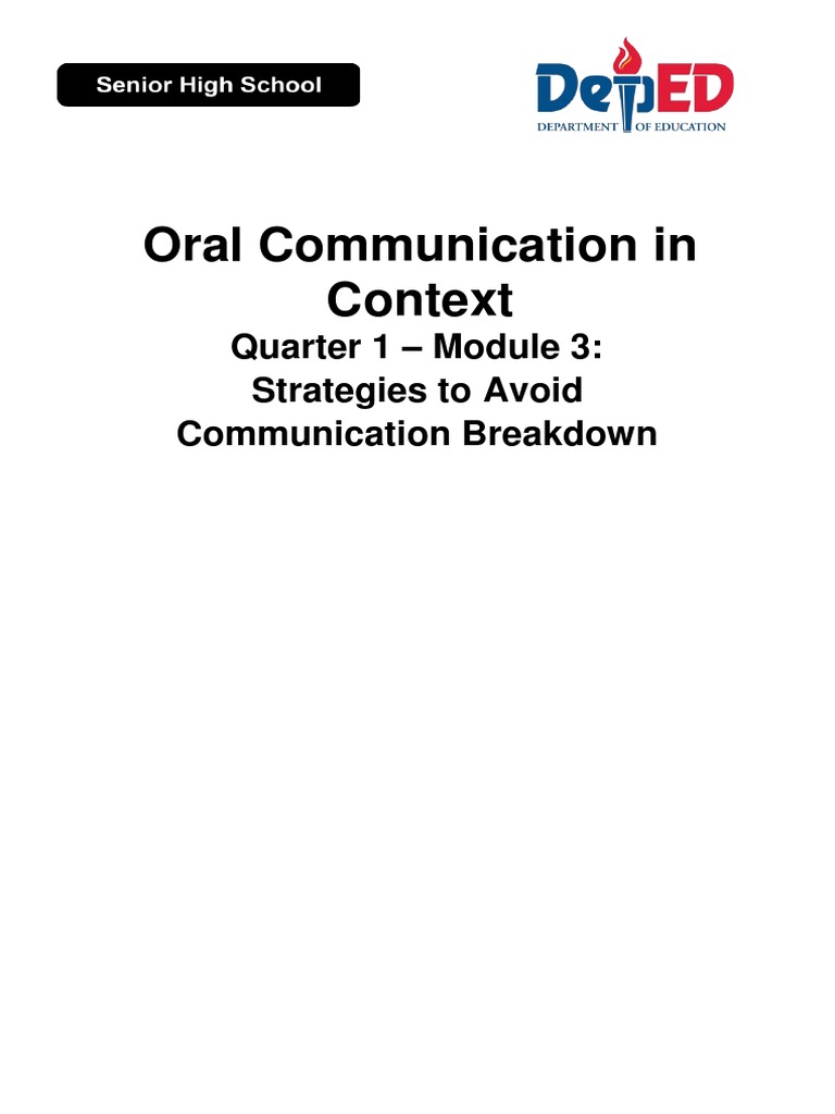 3 ORAL COMMUNICATION G11 Q1 Module 3 For Students | PDF | Communication ...