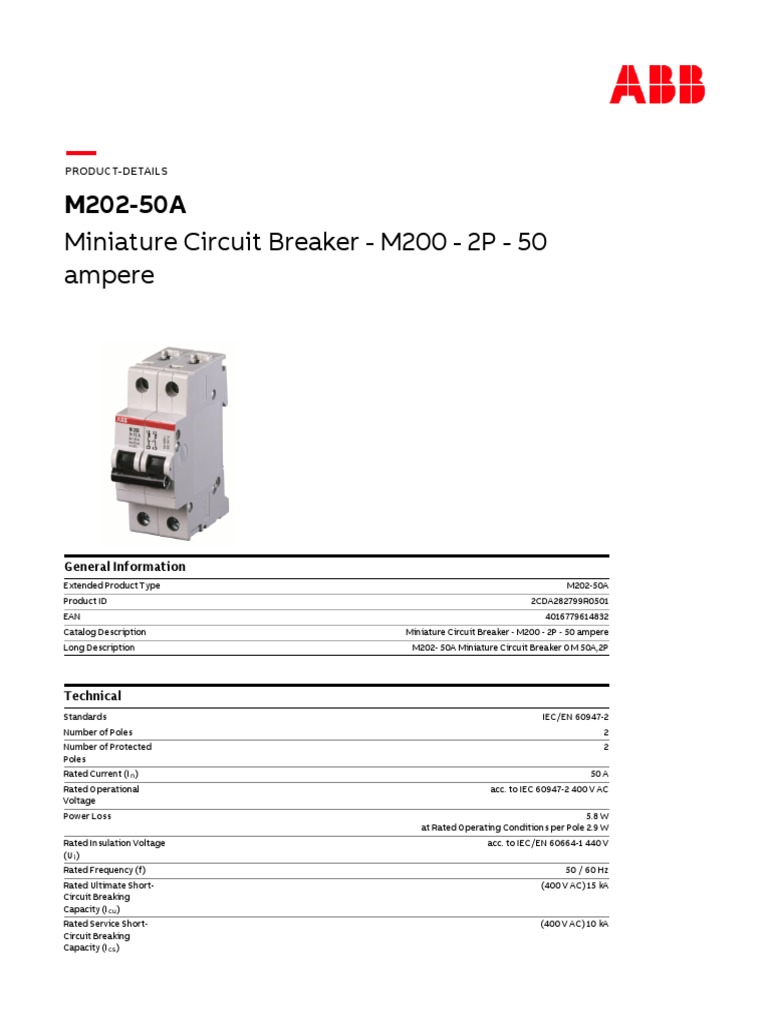 Datasheet Circuit Breaker | PDF | Components | Manufactured Goods