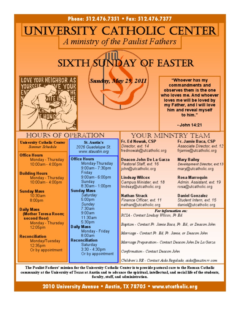 Sixth Sunday of Easter | PDF | Workweek And Weekend | Easter
