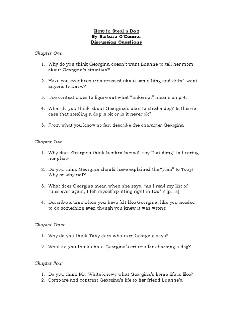 How To Steal A Dog Questions | PDF