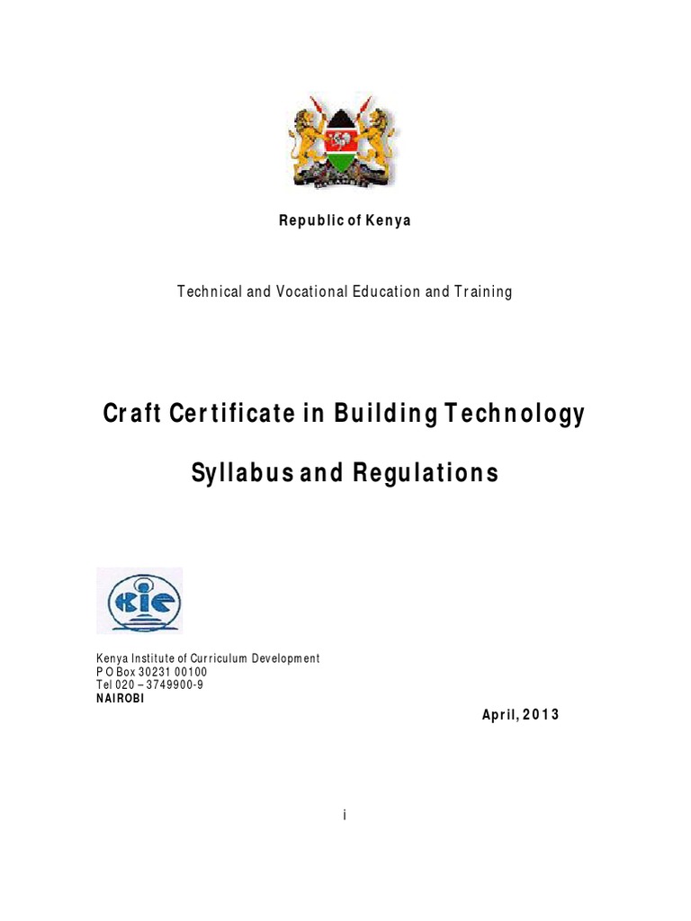 Craft Certificate in Building Technology Edited April 2013 Final | PDF ...