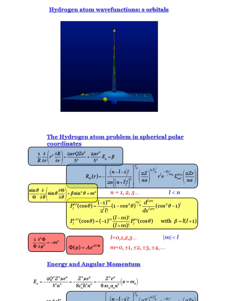 Hydrogen Atom Wavefunctions Explained | PDF | Atomic Orbital | Atoms