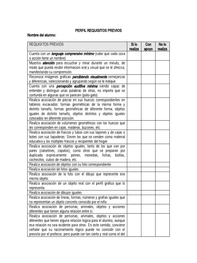 Perfil Requisitos Previos | PDF | Dibujo | Imagen