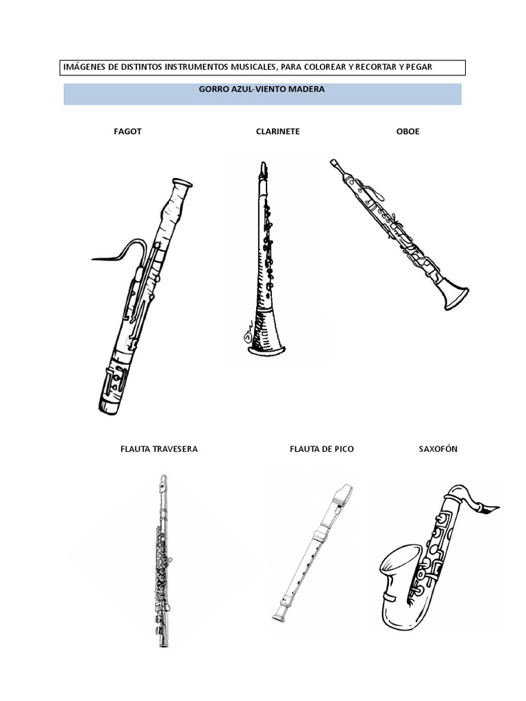 Página Para Colorear De La Familia De Instrumentos De Viento De Madera