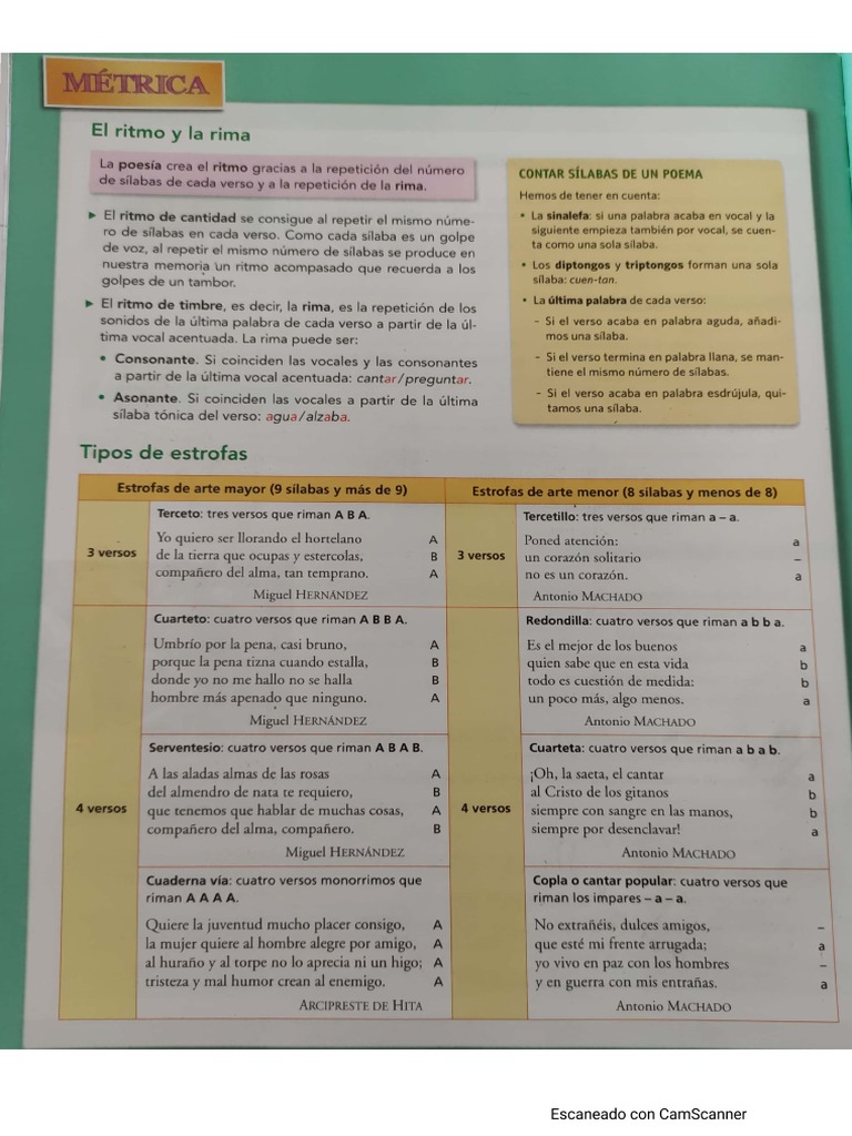 Métrica y Figuras Retóricas 2º Eso | PDF