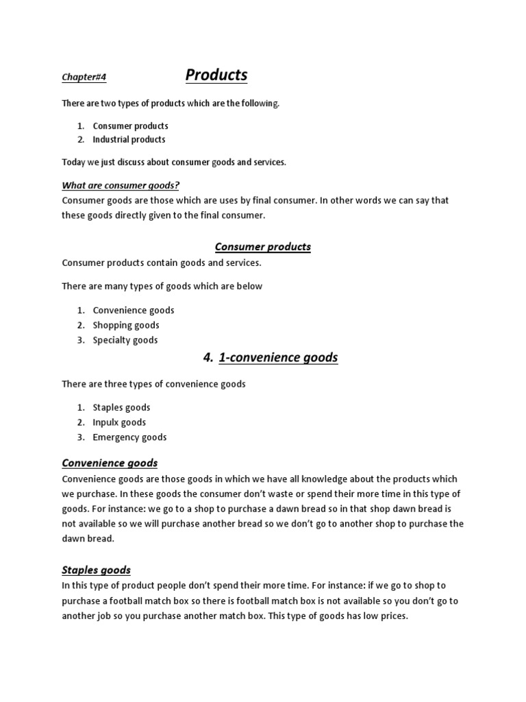 Understanding Consumer Products Types | PDF | Final Good | Retail