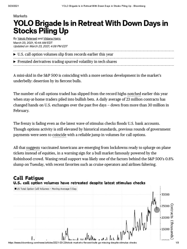 Part I A Increasing Calls in Market Bloomberg Article | PDF | Option ...