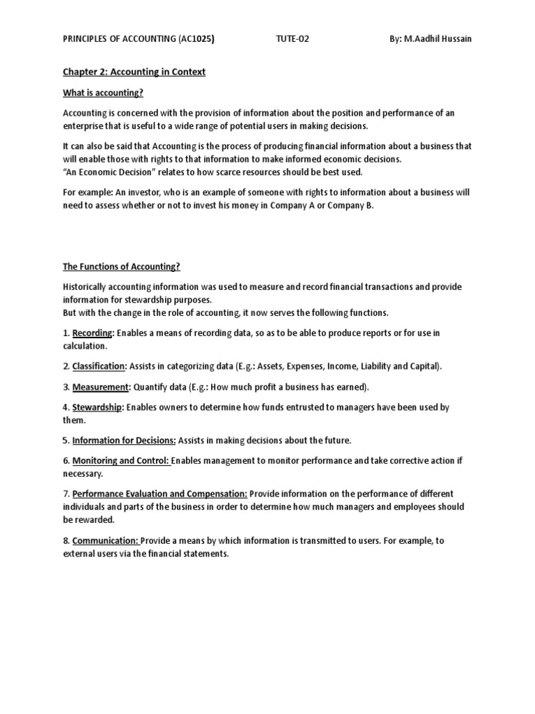 Chapter 2: Accounting in Context | PDF | Accounting | Financial Accounting
