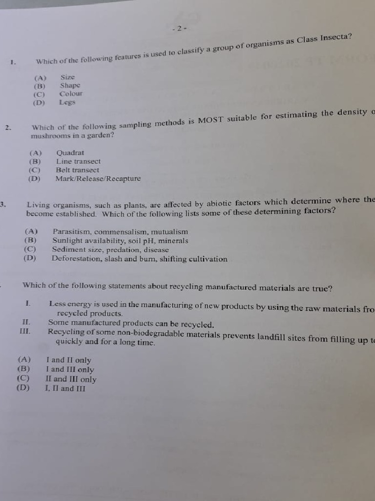 CSEC Biology June 2020 P1 | PDF