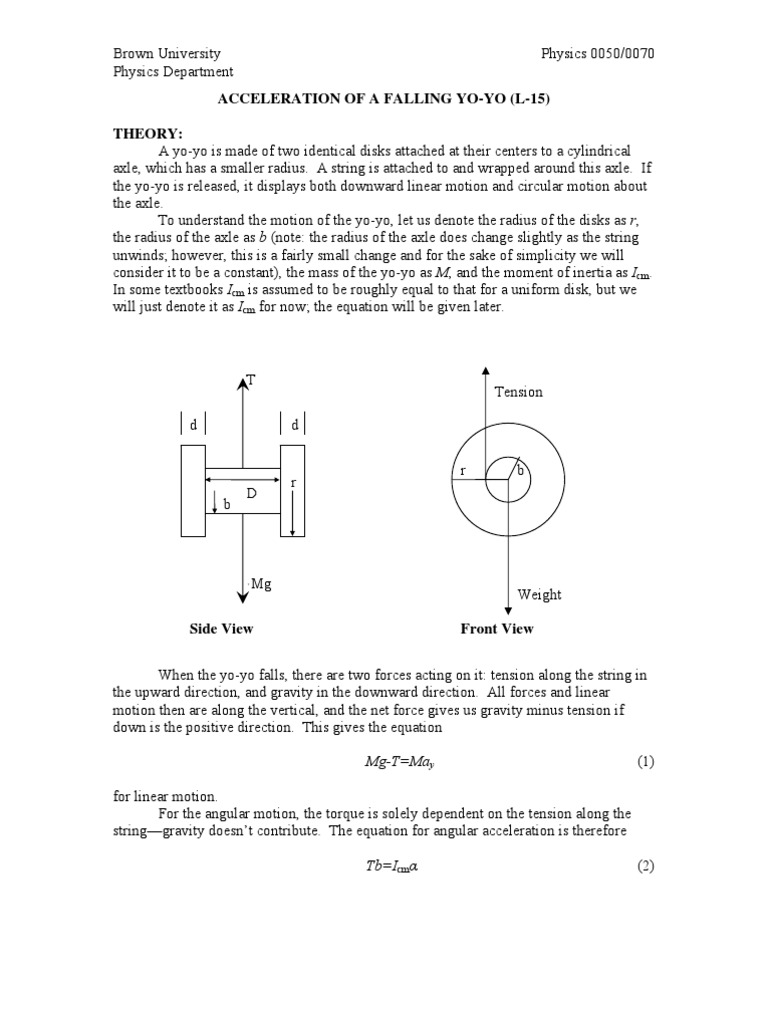 Yo Yo | PDF | Tension (Physics) | Torque