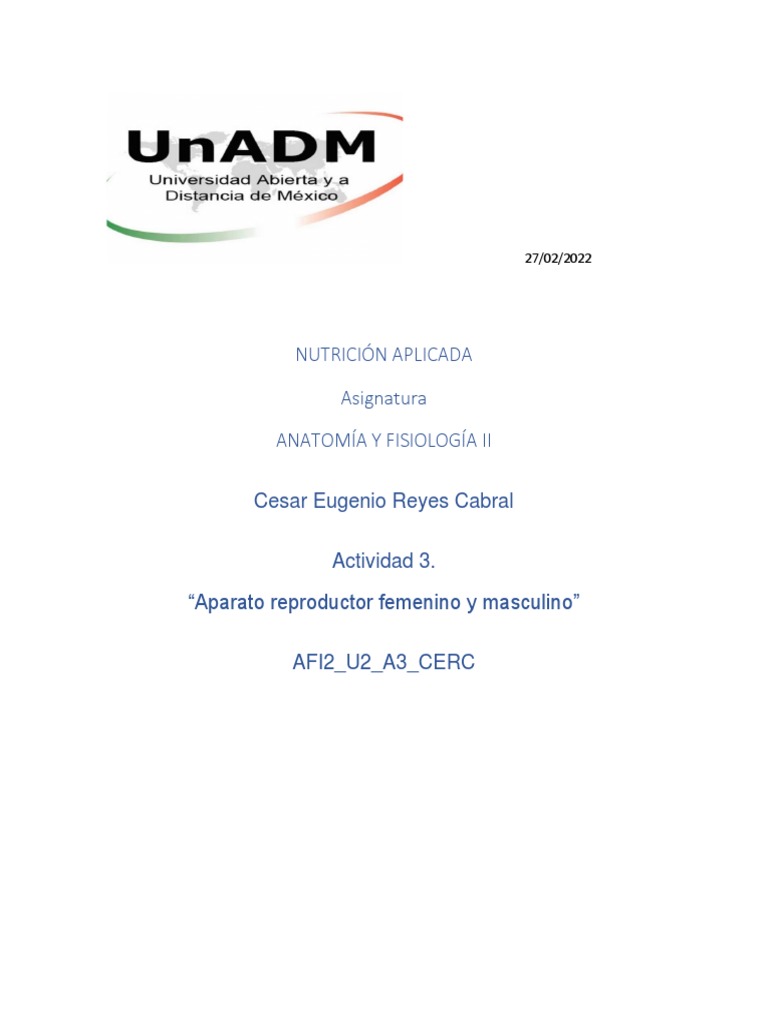 Afi2 U2 A3 Cerc | PDF | Sistema reproductivo | Semen