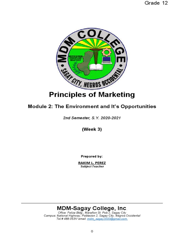 Principles of Marketing: Module 2: The Environment and It's ...