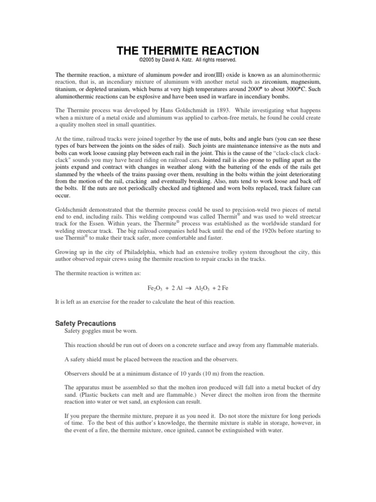 Thermite Reaction | PDF | Track (Rail Transport) | Chemistry