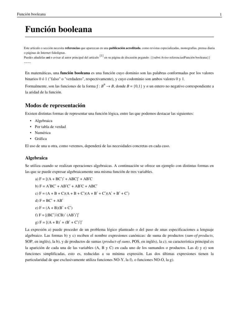 Funciones Booleanas | PDF | Álgebra | Objetos matemáticos