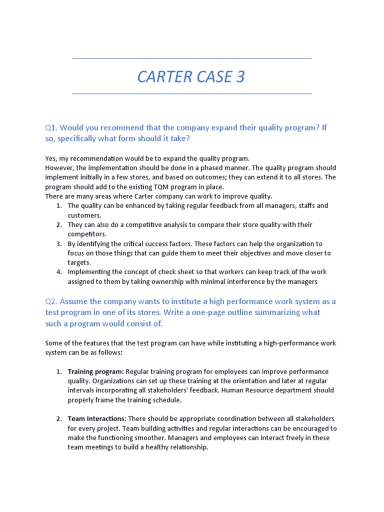 Carter Case 3 | Download Free PDF | Human Resources | Cognition