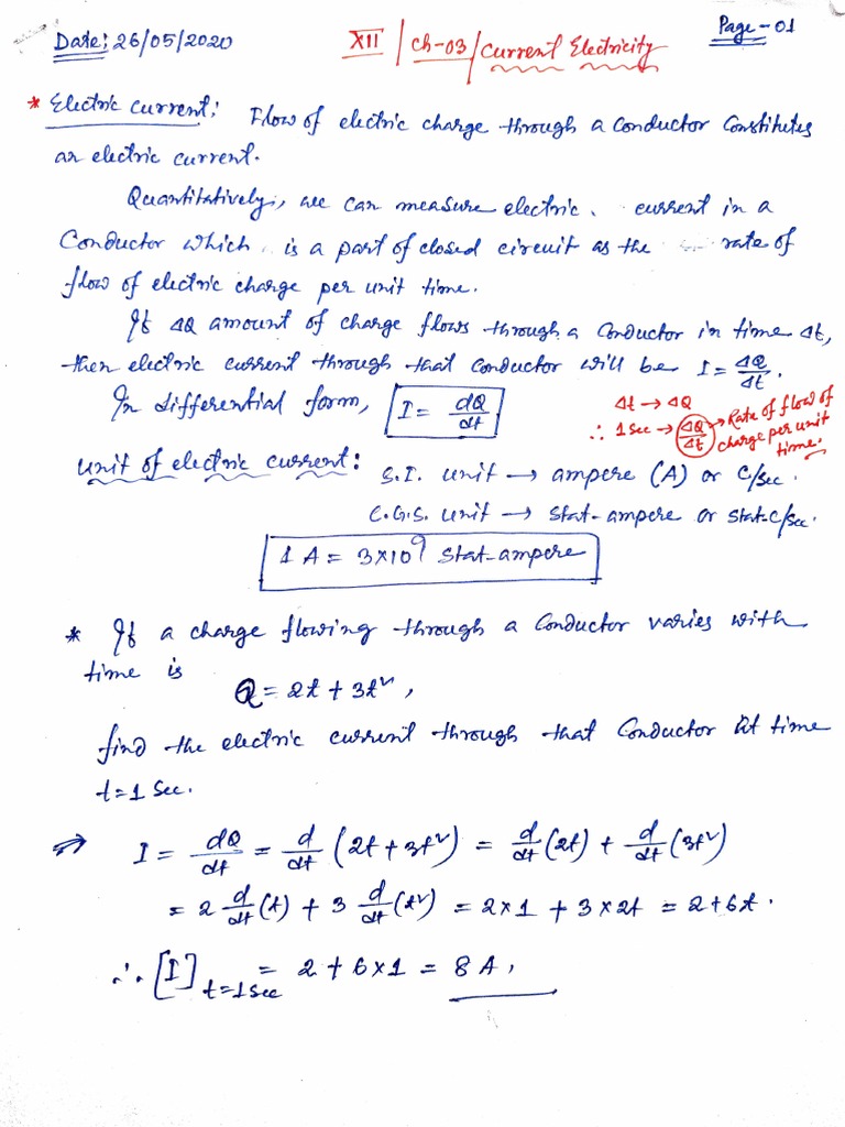 Current Electricity 01 Pdf Electricity