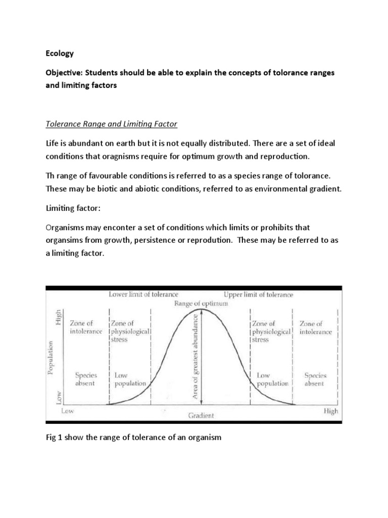 Tolerance Ranges and Limiting Factors in Ecology | PDF | Science ...