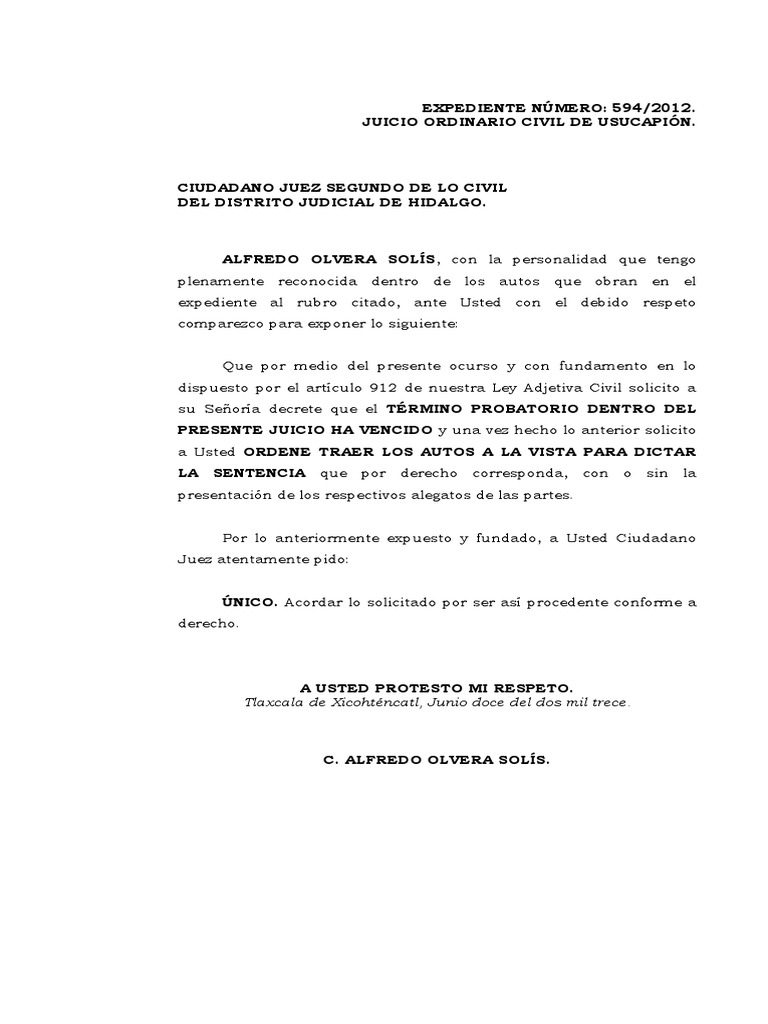 Escrito Para Solicitar Dictar Sentencia - Image to u Escrito Para Solicitar Dictar Sentencia - Image to u