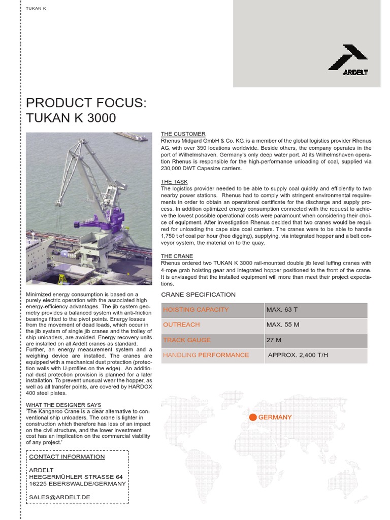 TUKAN K 3000 Crane for Efficient Coal Unloading | PDF | Crane (Machine ...