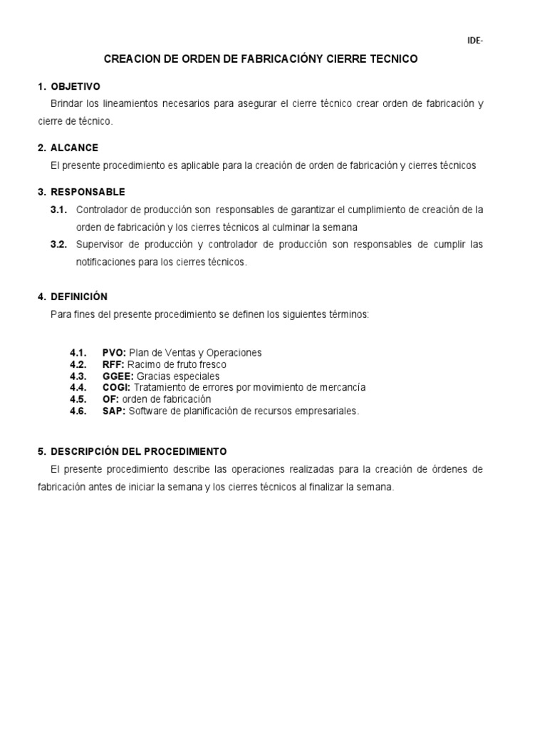 Procedimiento Ofc-Tec | PDF