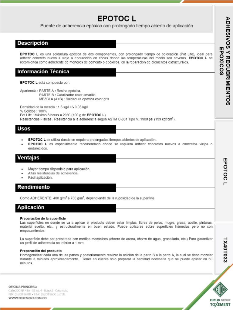 Epotoc L - Toxement | PDF