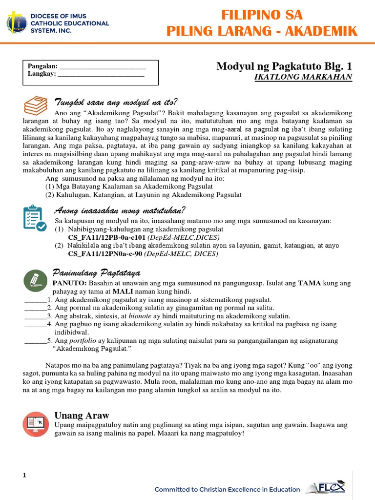 Module 1 Filipino Sa Piling Larangan Final | PDF