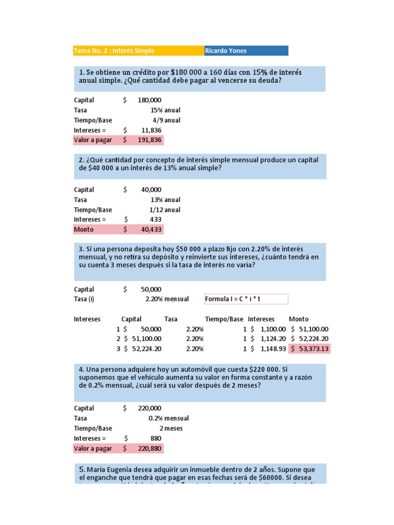 Ejercicio S2 - 2-Mate F | PDF | Interés | Deuda Ejercicio S2 - 2-Mate F | PDF | Interés | Deuda