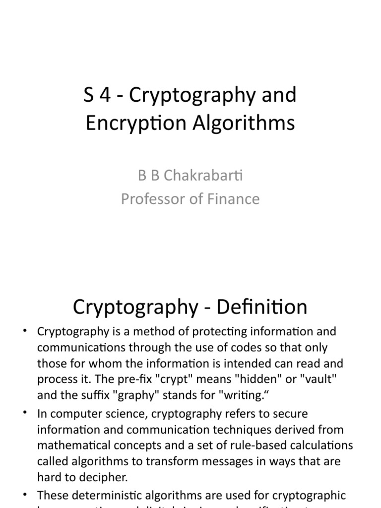 Cryptography and Encryption Algorithms | PDF | Cryptography | Public ...