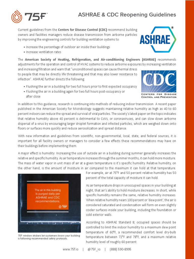 75f Ashrae & CDC Guidelines | PDF | Humidity | Ventilation (Architecture)