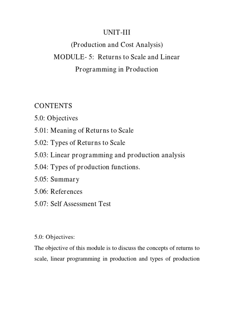 5.0: Objectives | Download Free PDF | Production Function ...