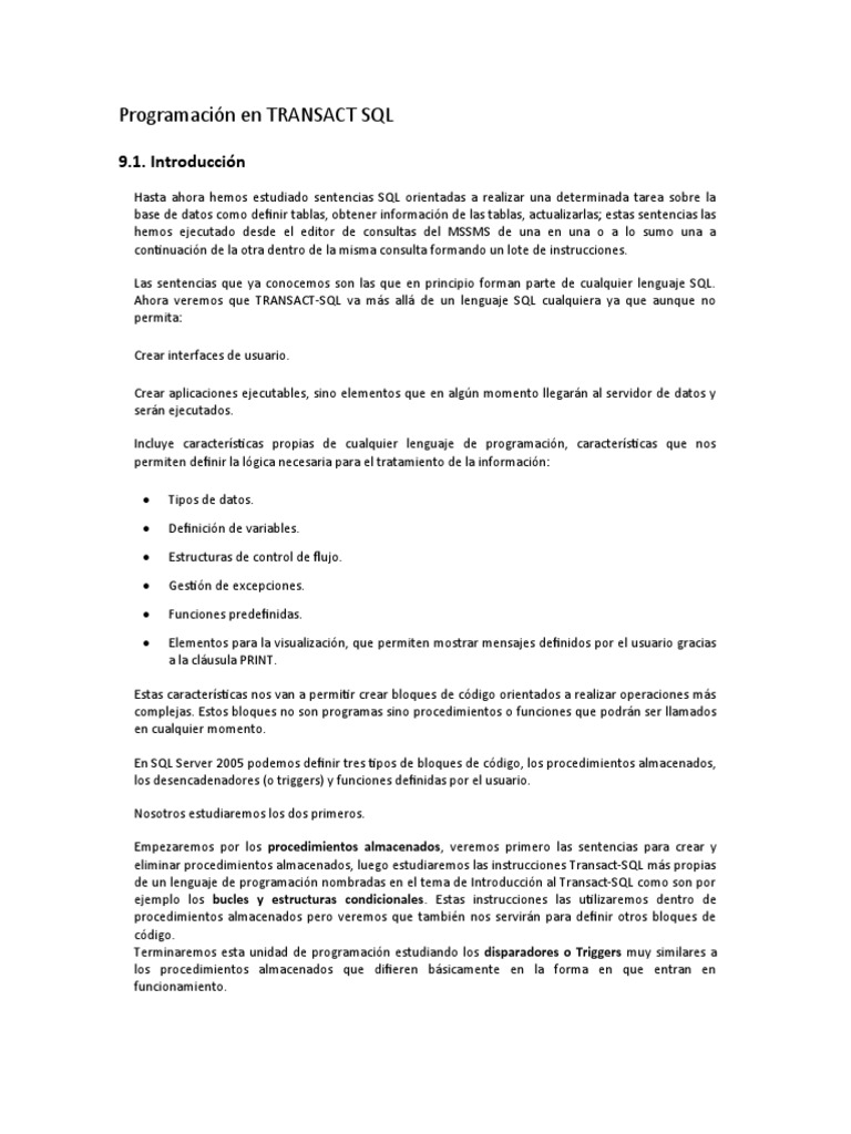 Trans Sql Pdf Servidor Sql De Microsoft Sql 8316