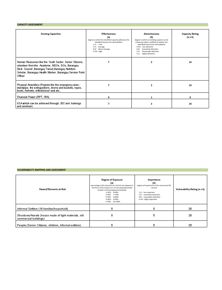 Assessing Capacities and Vulnerabilities to Develop a Comprehensive ...