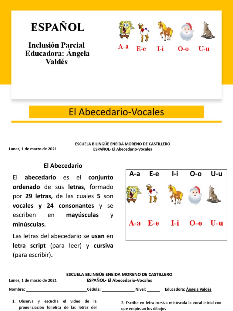 ESPAÑOL 2°-El Abecedario-Las Vocales | PDF | Los símbolos ...