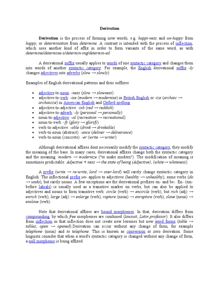 Derivation vs. Inflection Explained | PDF | Verb | Semiotics