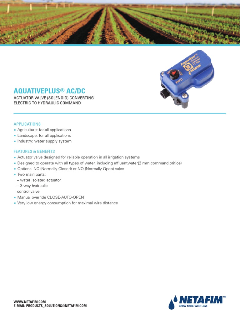Aquativeplus Ac/Dc: Actuator Valve (Solenoid) Converting Electric To ...