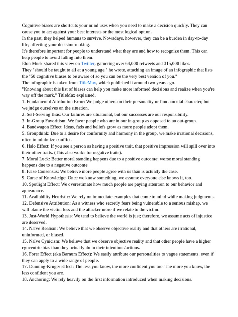 Cognitive Biases | PDF | Psychological Concepts | Cognition