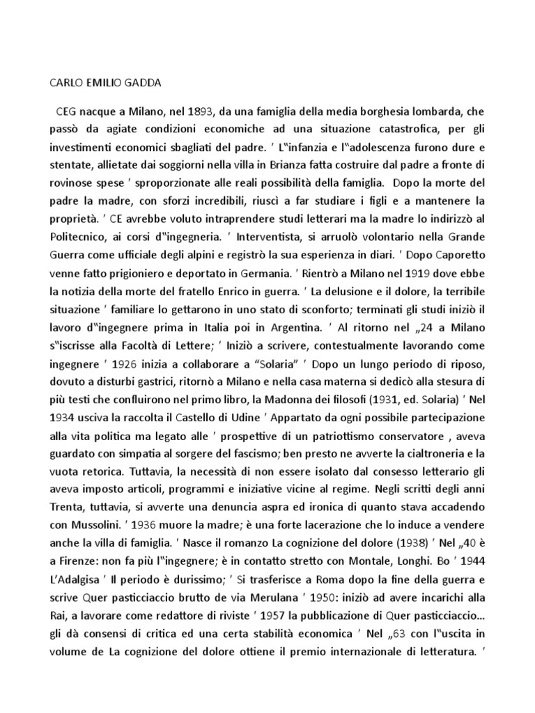 Carlo Emilio Gadda | PDF