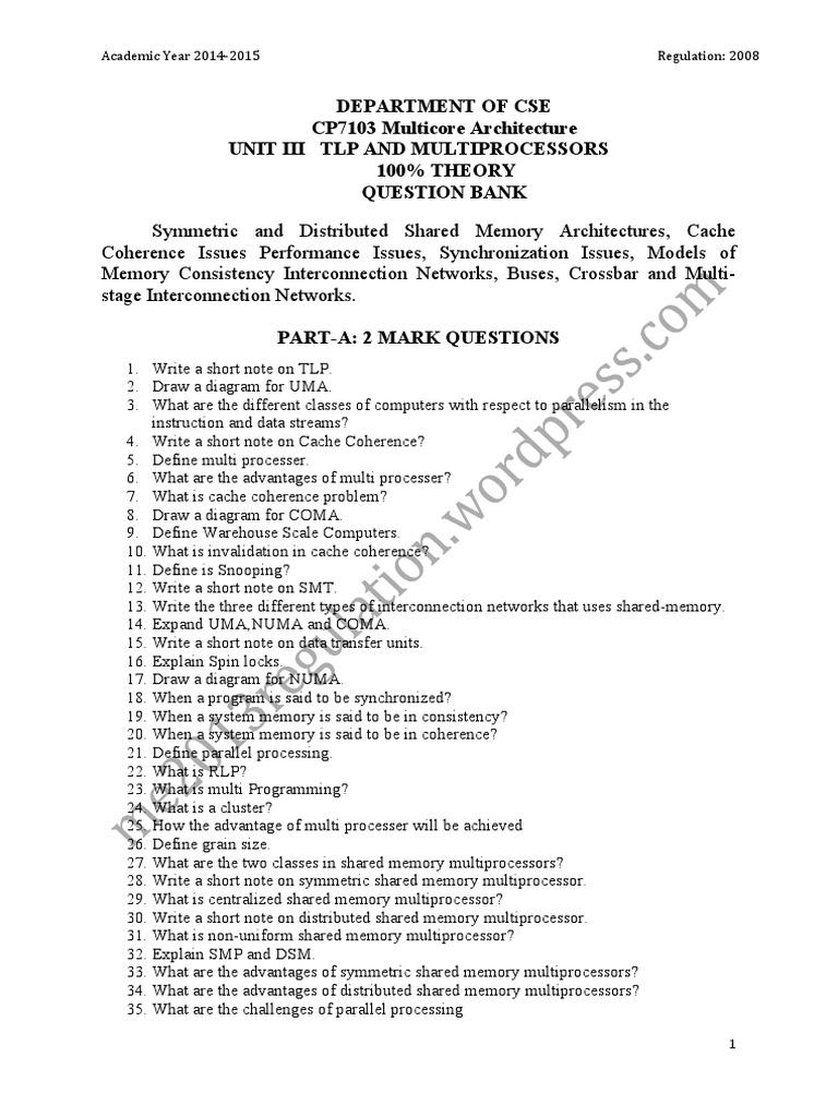 MCA Unit-3 QB | PDF | Parallel Computing | Computer Memory