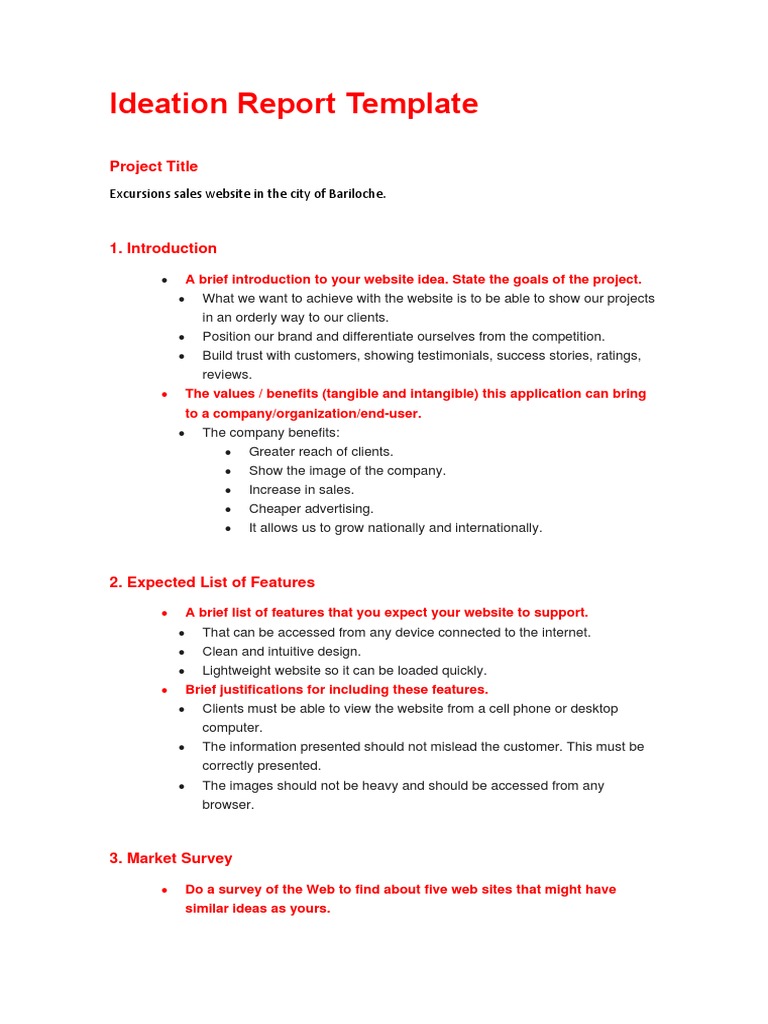 Ideation Report Template | PDF | Websites | Internet & Web