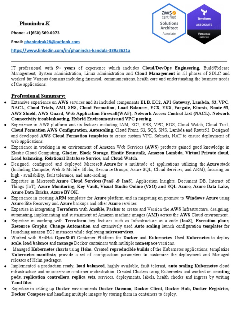 Phani-Devops Updated Resume | PDF | Cloud Computing | Microsoft Azure