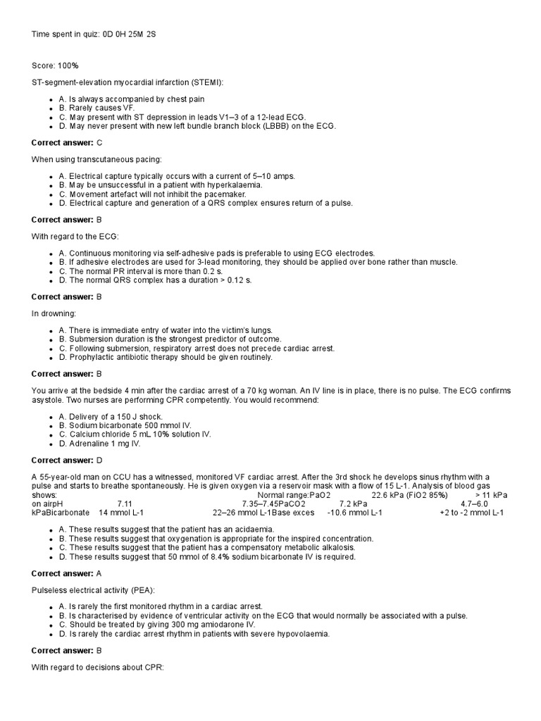 2) ERC Pre Course MCQ | PDF | Cardiopulmonary Resuscitation ...