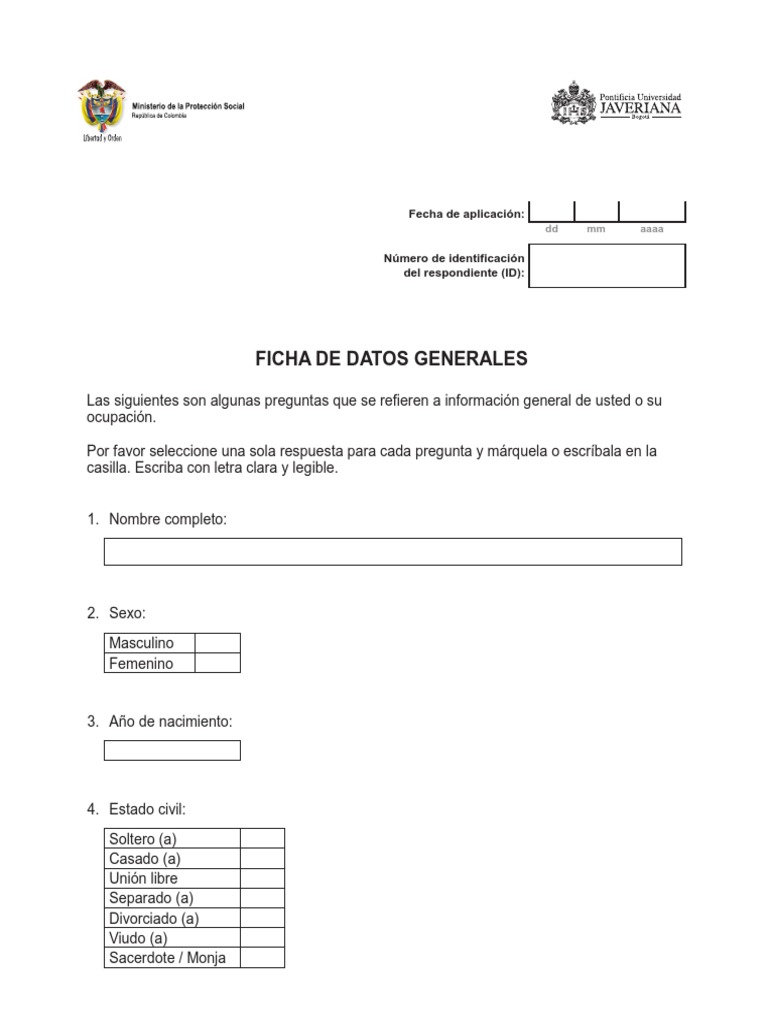 Ficha de Datos Generales | PDF