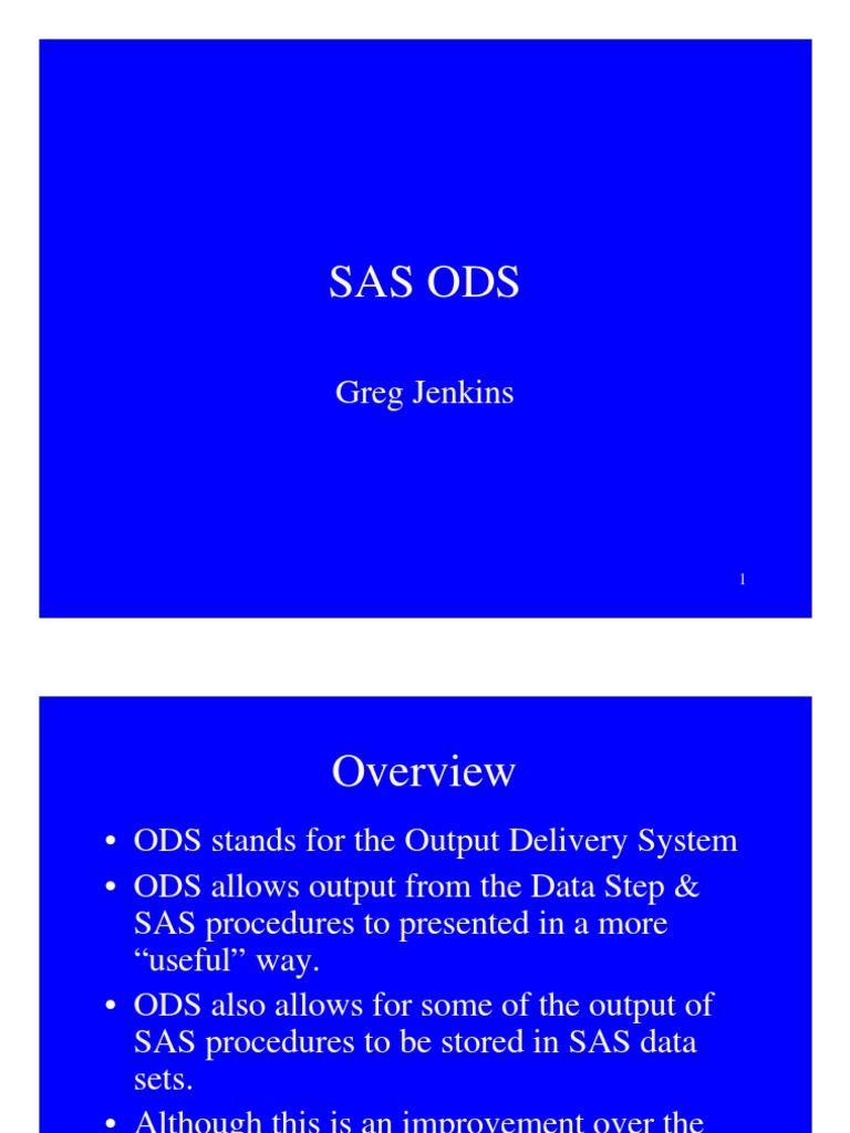 Sas Ods | PDF | Sas (Software) | Digital Technology