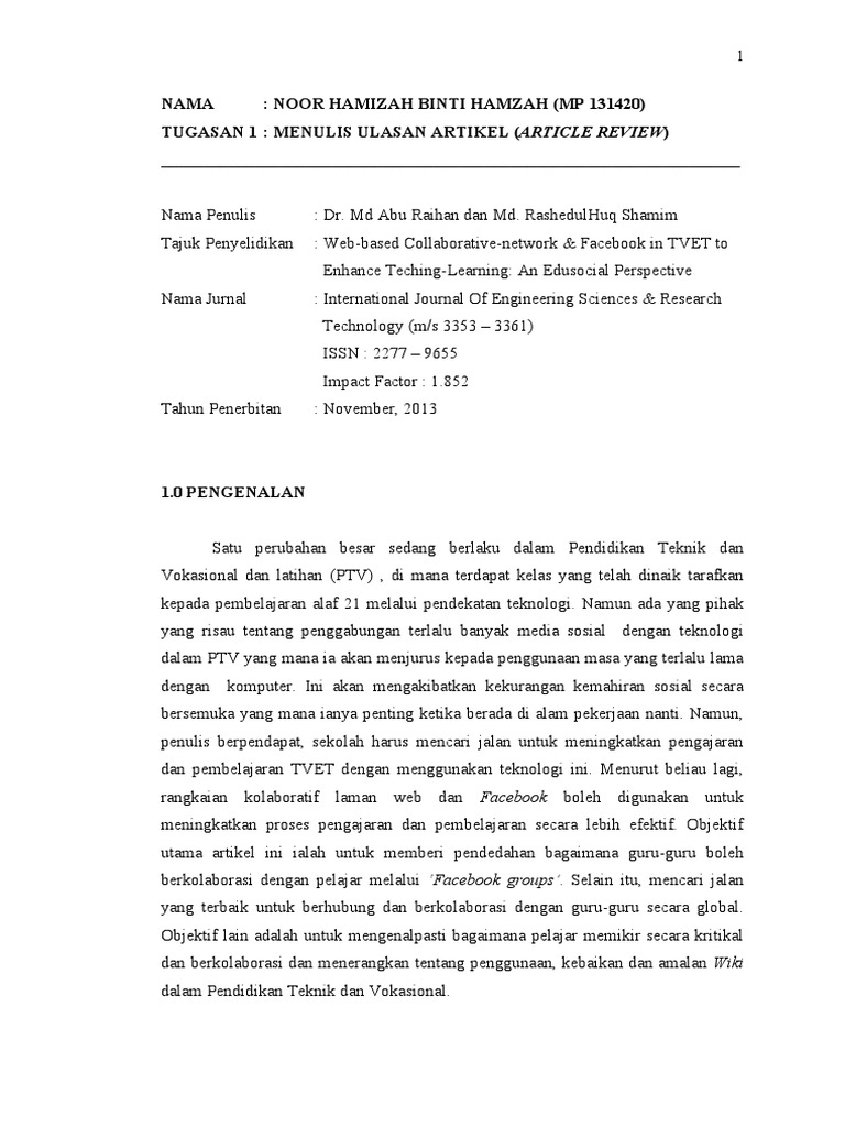 ASSIGNMENT 1 (Article Review) | PDF