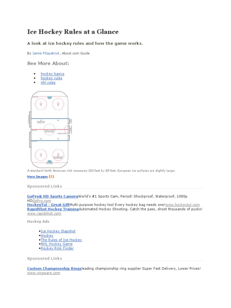 Ice Hockey Rules at A Glance | PDF | Ice Hockey | Variations Of Hockey